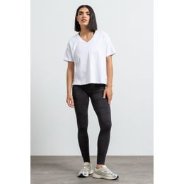 Damen Leggings, schwarz, Gr. L, SENSES.THE LABEL, bedruckt, Web, Material: 55% Polyamid, 34% Polyester, 11% Elasthan, Hosen, mit Elastikbund