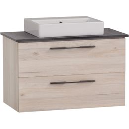 Waschtisch Schildmeyer, B:86cm H:62,9cm T:45cm, beige, Badezimmer, Waschtische, "Maxim, Sandeiche + Marmor", Made in Germany