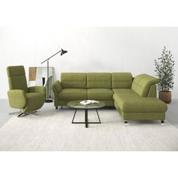 Sit & More Ecksofa SIT & MORE, B:247cm H:85cm T:222cm, gr&uuml;n, Wohnzimmer, Sofas, "Grenoble L-Form mit Federkern", wahlweise mit Schlaffunktion, Bettkasten, Arm-