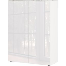 Schuhschrank Germania, B:87cm H:120cm T:40cm, wei&szlig;, Flur, Schr&auml;nke, "Oakland mit Glasfront", Breite: 87 cm, T&uuml;rd&auml;mpfung, verstellbare B&ouml;den, Made in