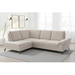 Sit & More Ecksofa SIT & MORE, B:249cm H:89cm T:190cm, beige, 100% Polyester, Wohnzimmer, Sofas, "Chelsea L-Form, B: 264 cm, mit Armteil-&