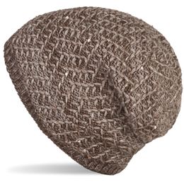 styleBREAKER Damen Strickm&uuml;tze "Strick Beanie M&uuml;tze mit Pailletten", braun, Modisch, 85% Polyacryl PAN. 15% Polyamid PA., M&uuml;tzen