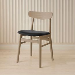 Esszimmerstuhl, B:48cm H:79cm T:46cm, wei&szlig;, HAMMEL FURNITURE, Leder, Massivholz, St&uuml;hle, "Mosb&oslash;l, Stuhl, Massivholz mit gepolstertem Sitz &ndash; robust &