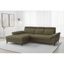Sit & More Ecksofa SIT & MORE, B:264cm H:84cm T:181cm, gr&uuml;n, Wohnzimmer, Sofas, "Vanity L-Form, B: 264 cm, Leder", Inkl.Sitz-,Kopf-und Armteilverstellung