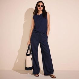 LANDS' END Weite Schlupfhose aus Leinenmix f&uuml;r Damen, Damen, size: regular, Blau, Leinen/Viskose, by Lands' End