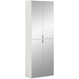 Schuhschrank Home Affaire, B:61cm H:193cm T:34cm, wei&szlig;, Holzwerkstoff, Flur, Schr&auml;nke, "TRONDHEIM, H&ouml;he 193 cm, 4 Spiegelt&uuml;ren, 9 F&auml;cher, 7