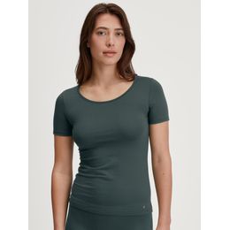 Calida Damen Unterziehshirt "Natural Comfort", Gr. XXS, gr&uuml;n, Single Jersey, Obermaterial: 92% Baumwolle, 8% Elasthan, Unterhemden, mit Rundhals und