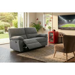 2-Sitzer Home Affaire, B:146cm H:96cm T:94cm, grau, Sofas, "LANNOY, mit manueller o. elektrischer Relaxfunktion in beiden Sitzen.", Elektrische