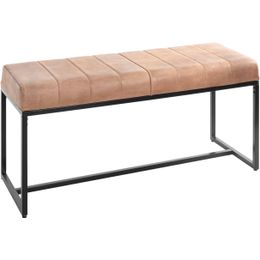 Hockerbank HAKU, B:100cm H:48cm T:38cm, schwarz, Hocker, "Flurbank, Garderobenbank, Sitzbank", rechteckig - aus Leder Braun - B/T/H 100/38/48 cm