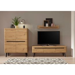 Wohnwand Home Affaire, B:287cm H:170cm T:40cmeiche, Holzwerkstoff, Wohnzimmer, Kastenm&ouml;bel-Sets, "Torge, Anbauwand, Schrankwand, Mediawand,