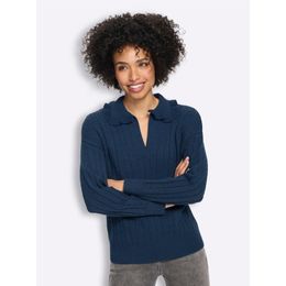 Heine Damen Strickpullover "Pullover", blau, Gr. 50, unifarben, 50% Viskose, 25% Polyester, 25% Polyamid, Pullover
