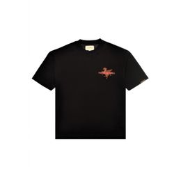 PAS DE MONACO Herren T-Shirt "Pas De Monaco LA PEGAUS CHEVRON T-SHIRT", schwarz, Gr. L, bedruckt, 70% Polyester, 30% Baumwolle, Shirts