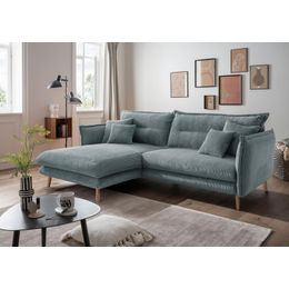 Ecksofa Home Affaire, B:255cm H:94cm T:180cm, blau, 93% Polyester, 7% Polyamid, Wohnzimmer, Sofas, "Lazio, 255 x 180 cm, modern und bequem", zwei