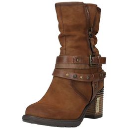 Mustang Shoes Damen High-Heel-Stiefelette "Mustang Shoes Stiefelette Lederimitat", Gr. 39, braun, Lederimitat, Schuhe
