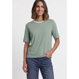 Street One Damen T-Shirteucalyptus gr&uuml;n, Gr. 34, unifarben, Stoff, 95% Viskose, 5% Elasthan, Shirts, mit Kontrastdetail