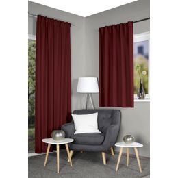 Vorhang Home Wohnideen, B:135cm H:145cm, rot, Polyester, K&uuml;che, Gardinen, "ESKAMIO", Thermo, Blickdicht, Leinenstruktur, &Uuml;berbreite