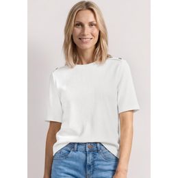 Street One Damen T-Shirt, wei&szlig;, Gr. 42, unifarben, Stoff, Vorderseite: 59% Polyester, 40% Viskose, 1% Elasthan. R&uuml;ckseite: 95% Viskose, 5% Elasthan,