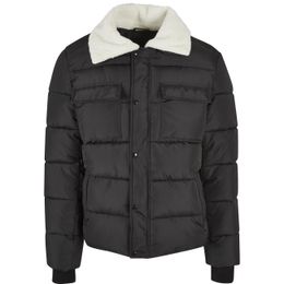 Urban Classics Herren Winterjacke "Urban Classics Herren Sherpa Collar Padded Shirt Jacket", schwarz, Gr. XL, unifarben, 100% Polyester, Jacken