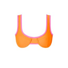 MODA MINX Damen Triangel-Bikini-Top, orange, Gr. M, mehrfarbig, 82% Polyamid, 18% Elasthan, Bikini-Oberteile, im Kontrast-Design