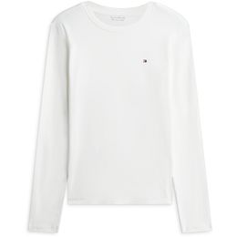 Tommy Hilfiger Damen Langarmshirt "CODY SLIM C-NK L/S T-SHIRT", wei&szlig;, Gr. S, unifarben, Single Jersey, Obermaterial: 100% Baumwolle, Shirts,