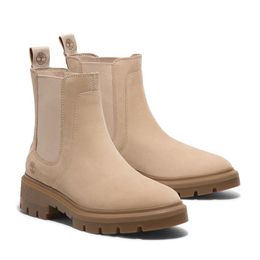 Timberland Damen Chelseaboots "CORTINA VALLEY MID CHELSEA BOOT", Gr. 41, beige, Leder, Schuhe, Stiefelette, Winterschuhe, Ankle Boots