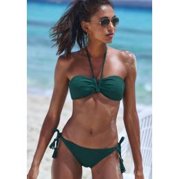 ELBSAND Damen Bandeau-Bikini, blau, Gr. 34, strukturiert, unifarben, Recycling-Polyamid, Bikini-Sets, mit V-B&uuml;gel
