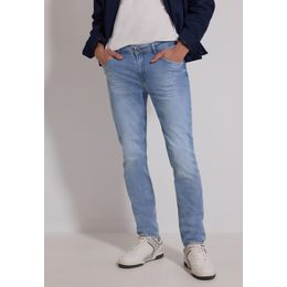 Street One MEN Herren Regular-fit-Jeanslight blau wash, Gr. 38, unifarben, Jeans, 89% Baumwolle, 8% Polyester, 3% Elasthan, Jeans, Middle Waist