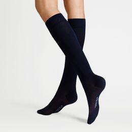 Hudson Damen Kniestr&uuml;mpfe "RELAX FINE", Gr. 39, blau, Baumwollmischung, Socken, Baumwoll-Mix, verst&auml;rke Spitze und Ferse