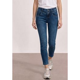 Street One Damen Slim-fit-Jeans, blau, Gr. 32, unifarben, Jeans, 78% Baumwolle, 21% Polyester, 1% Elasthan, Jeans, Middle Waist