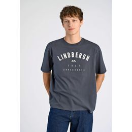 LINDBERGH Herren Kurzarmshirt "T-Shirt (Kurzarm) Relaxed Fit", blau, Gr. L, unifarben, Obermaterial: 100% Baumwolle, Shirts