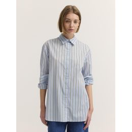 Bugatti Damen Langarmbluse "Modern Fit", blau, Gr. 42, gestreift, 84% Baumwolle, 16% Polyamid, Blusen, Modern Fit Baumwolle Gestreift Hemdkragen