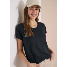 Cecil Damen T-Shirt, schwarz, Gr. M, unifarben, Jersey, Obermaterial: 50% Baumwolle, 50% Modal, Shirts, mit elastischem Bund
