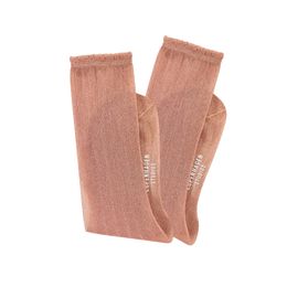Damen Langsocken, Copenhagen Studios, Gr. 35, braun, Polyester, Glitzermuster, Rippstruktur, unifarben, Socken, transparent und mit Glitzer