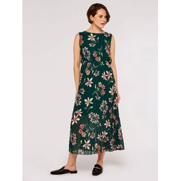 Apricot Damen Midikleid "Florales Plisseekleid", gr&uuml;n, Gr. 42, gebl&uuml;mt, gewebt, Obermaterial: 100% Polyester PES., Kleider, beidseitig tragbar