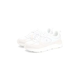 Tommy Hilfiger Damen Plateausneaker "TH MIX MATERIAL RUNNER", Gr. 37, wei&szlig;, Leder, Textil, Mesh, unifarben mit Farbeins&auml;tzen, Schuhe, Freizeitschuh,