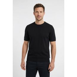 OLYMP Herren T-Shirt, schwarz, Gr. L, Strick, Obermaterial: 50% Baumwolle, 50% Lyocell, Shirts, Rundhals, Strick, normale Passform