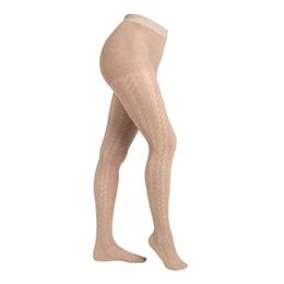 s.Oliver Damen Strumpfhose "Cable Stitch 1er Pack", Gr. 44, beige, 73% Baumwolle, 26% Polyamid, 1% Elasthan, Strumpfhosen