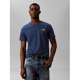 Calvin Klein Herren T-Shirt, blau, Gr. S, unifarben, Single Jersey, Obermaterial: 100% Baumwolle, Shirts, reine Baumwolle, Regular Fit, Brust- und