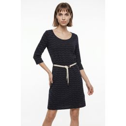Ragwear Damen Jerseykleid "LILITHA ZIG ZAG O", blau, Gr. XS, gemustert, Jersey, Obermaterial: 50% Baumwolle, 50% Modal, Kleider, mit