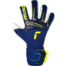 Reusch Damen Torwarthandschuhe "Attrakt Duo Finger Support"dunkelblau, gelb, Gr. 9, 42% Latex, 24% Polyester, 18% Polypropylen, 7% Polyamid, 6%