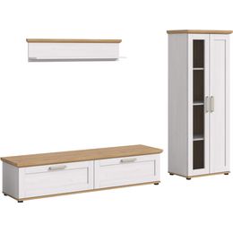 Wohnwand Home Affaire, B:240cm H:161cm T:40cm, wei&szlig;, Wohnzimmer, Kastenm&ouml;bel-Sets, "Cosenza", Cosenza, Breite: 336 cm, Vitrine, Lowboard, Wandboard