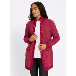 Heine Damen Strickjacke, rosa, Gr. 42, unifarben, 55% Baumwolle, 45% Polyester, Strickjacken