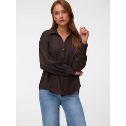 V&eacute;ro Moda VERO MODA Damen Langarmbluse "VMMELANEY QUEENY LS SHIRT WVN NOOS", braun, Gr. XS, unifarben, Web, Obermaterial: 100% Polyester, Blusen, Kunstfaser,