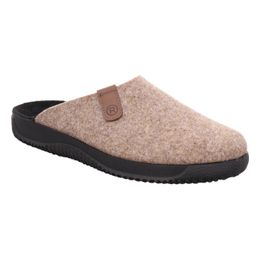 Rohde Herren Pantoffel "SOLTAU-H", Gr. 41, beige, Filz, meliert, Schuhe, Hausschuh, Schlappen, Clog mit seitlichem Label