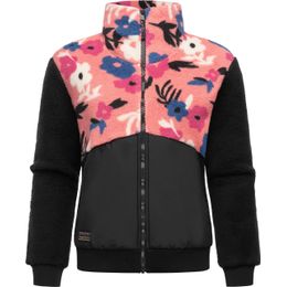 Ragwear Damen Fleecejacke "Madaras Flower", rot, Gr. 4XL, Material: 100% Polyester, Jacken, Flauschige Damen &Uuml;bergangsjacke aus Teddyfleece