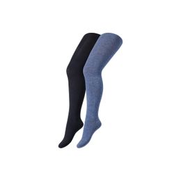 Camano M&auml;dchen Strumpfhose "2er Pack", Gr. 122, blau, 75% Baumwolle, 22% Polyamid, 3% Elasthan, Strumpfhosen