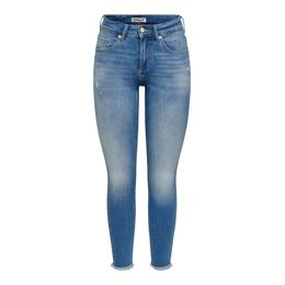 Only Damen Skinny-fit-Jeans "ONLBLUSH MID SKIN ANK RW DNM REA2588", blau, Gr. S, unifarben, Denim/Jeans, Obermaterial: 92% Baumwolle, 6%