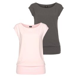 H.I.S. H.I.S Damen T-Shirt "aus Viskose", rosa, Gr. 32, Obermaterial: 95% Viskose, 5% Elasthan. Obermaterial Melange: 57% Baumwolle, 38% Polyester, 5%