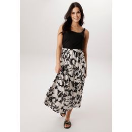 Damen Sommerkleid, schwarz-wei&szlig;, Gr. 44, Aniston SELECTED, gebl&uuml;mt, gemustert, Web, Obermaterial: 95% Viskose, 5% Elasthan. Rock: 100% Viskose,