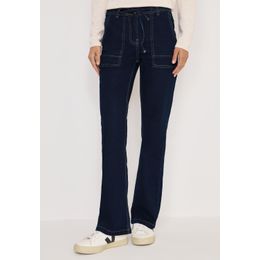 Cecil Damen Bootcut-Jeans, blau, Gr. 32, unifarben, Jeans, 69% Baumwolle, 29% Polyester, 2% Elasthan, Jeans, 5-Pocket-Style